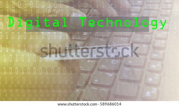 Hand Computer Keyboard Words Digital Technology Stock Photo 589686014 ...