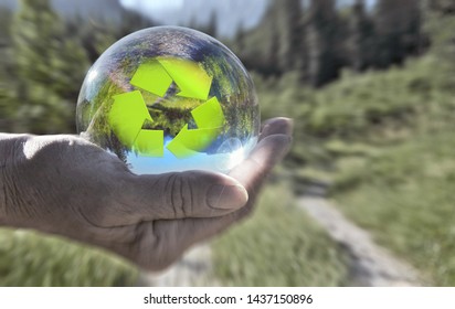 Hand Crystal Sphere Recycling Code Symbol Stock Photo 1437150896 ...