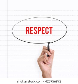 Hand Drawing Circle Around Note Respect Stock Photo 425956972 ...