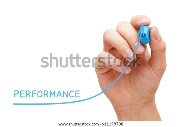 Hand Drawing Increased Performance Graph Blue Stock Photo 611198708 ...