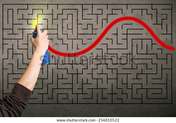 Hand Drawing Red Solution Line On Stock Photo 256810522 | Shutterstock