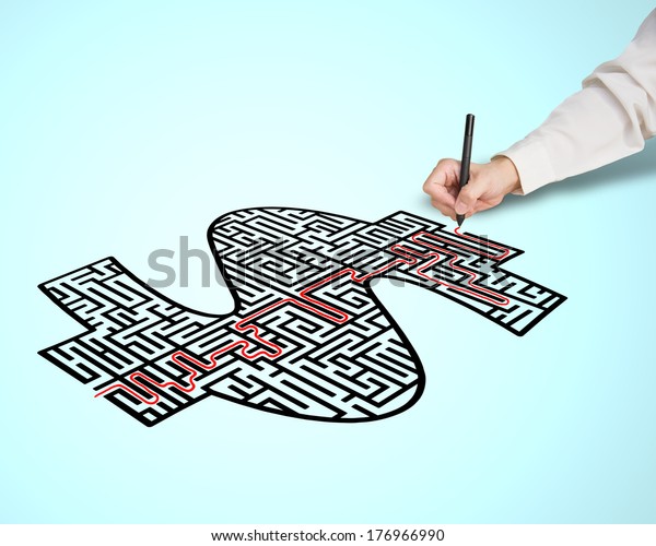 Hand Drawing Solution Route On Money Stock Photo 176966990 | Shutterstock