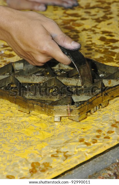 Hand Drawn Batik Pressed Using Block Stock Photo 92990011 | Shutterstock