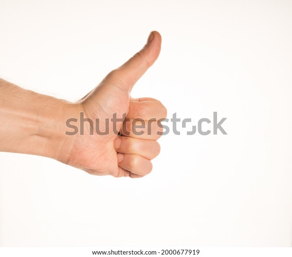 Hand Gesture Position White Background Caucasian Stock Photo 2000677919 ...