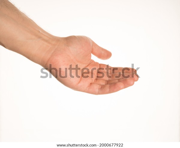 Hand Gesture Position White Background Caucasian Stock Photo 2000677922 ...