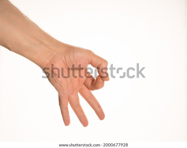 Hand Gesture Position White Background Caucasian Stock Photo 2000677928 ...