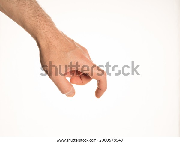 Hand Gesture Position White Background Caucasian Stock Photo 2000678549 ...