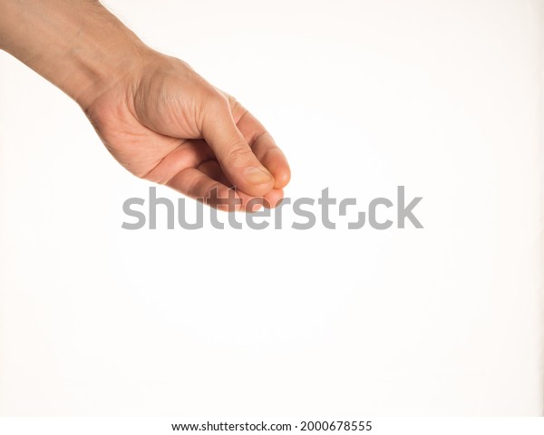 Hand Gesture Position White Background Caucasian Stock Photo 2000678555 ...