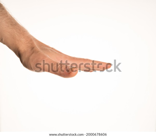 Hand Gesture Position White Background Caucasian Stock Photo 2000678606 ...