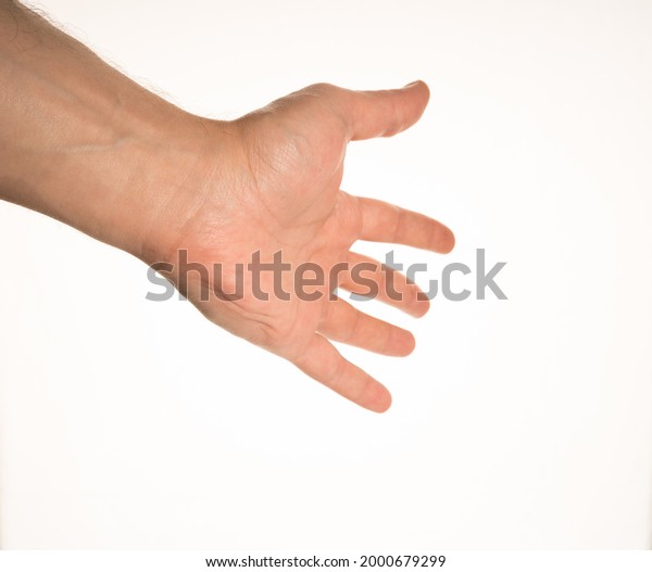 Hand Gesture Position White Background Caucasian Stock Photo 2000679299 ...