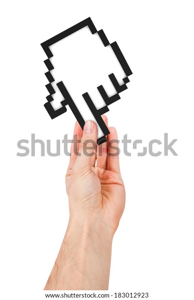 Hand Holding Computer Mouse Hand Cursor Stock Photo 183012923 ...