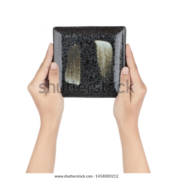 Hand Holding Rectangular Ceramic Tray Isolated Stock Photo 1458000212 ...