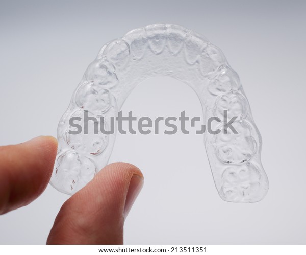 Hand Holding Translucent Upper Essix Retainer Stock Photo 213511351 ...