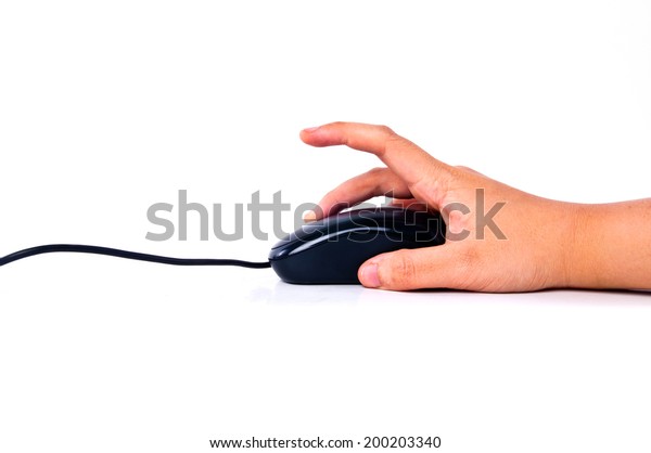 Hand Holding Using Clicking Computer Mouse Foto stock 200203340 ...