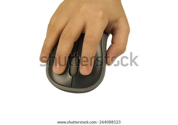 Hand Holding Wireless Computer Mouse Isolate Stock Photo 264088523 ...