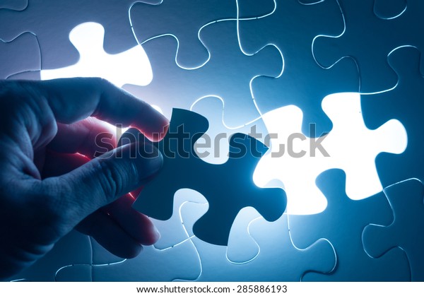 Hand Insert Jigsaw Conceptual Image Business Stock Photo 285886193 ...