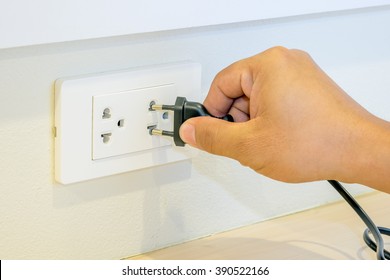Hand Inserting Unplug Plugged Electrical Plug Stock Photo 390522166 ...