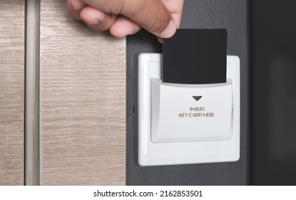 Hand Inserts Electronic Key Card Hotel Stock Photo 2162853501 ...