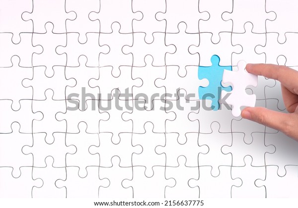 Hand Jigsaw Puzzle Pattern Missing Piece Stock Photo 2156637775 ...