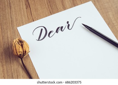Hand Lettering Starting Dear Using Brush Stock Photo (Edit Now) 686203387