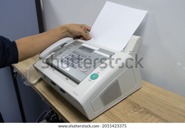 Hand Man Using Fax Machine Office Stock Photo 2015423375 | Shutterstock