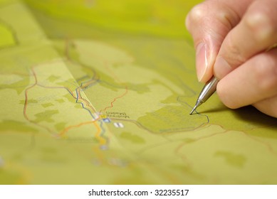 Hand On Map Stock Photo 32235517 | Shutterstock