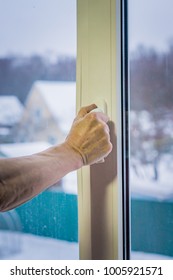 Hand Opens Window Closeup Stock Photo 1005921571 | Shutterstock