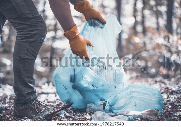 Hand Picking Garbage Plastic Cleaning Woods Stock Photo 1978217540 ...