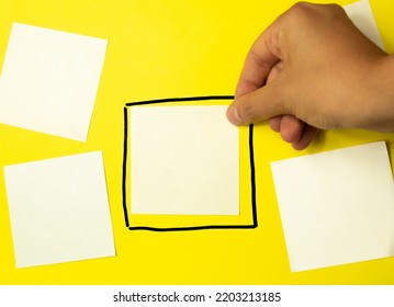 Hand Placing Blank Post Note Black Stock Photo 2203213185 | Shutterstock