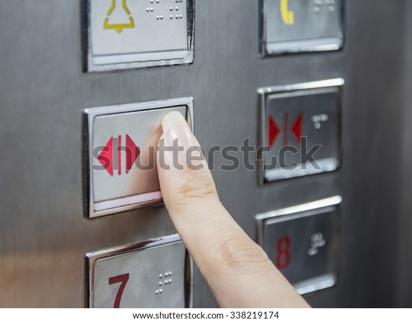 Hand Press Open Door Button Elevator Stock Photo (Edit Now) 338219174