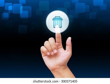 Hand Pressing Delete Button Technology Background Stock Photo 300371405 ...