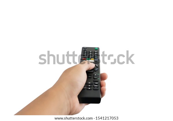 Hand Pressing Remote Control Select Channel Stock Photo 1541217053 ...