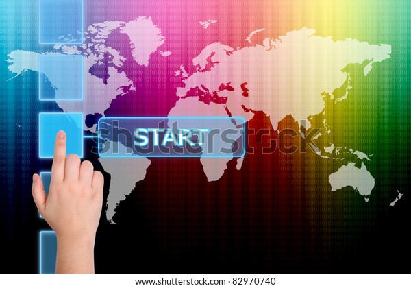 Hand Pressing Start Button On Touch Stock Photo 82970740 | Shutterstock