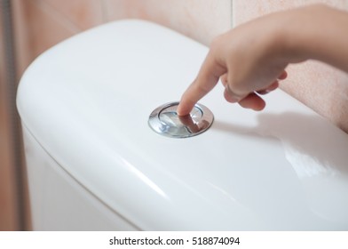Close Finger Pushing Flush Toilet Button Stock Photo (Edit Now) 1612268290