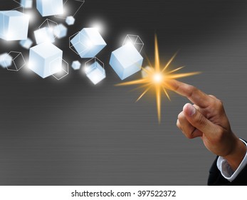 Hand Push Virtual Box Stock Photo 397522372 | Shutterstock