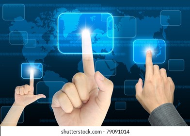 Hand Pushing Button On Touch Screen Stock Photo 79091014 | Shutterstock