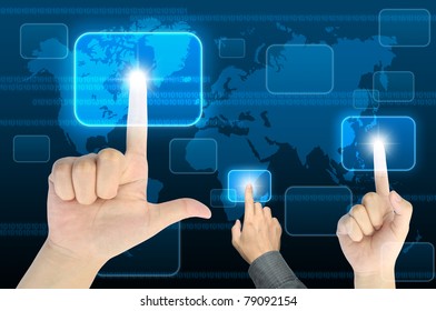 Hand Pushing Button On Touch Screen Stock Photo 79091014 | Shutterstock