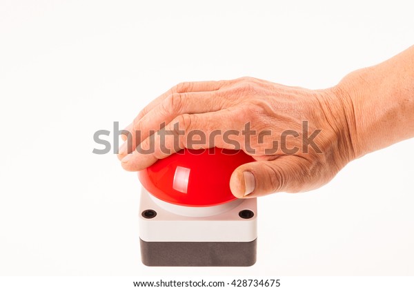 Hand Pushing Red Buzzer Stock Photo (Edit Now) 428734675