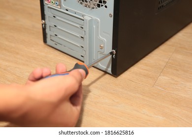 Hand Screwdriver Opens Computers System Unit Stock Photo 1816625816 ...