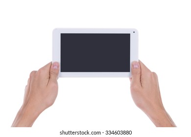 Hand Small Tablet Computer Blank Screen Stock Photo 334603880 ...