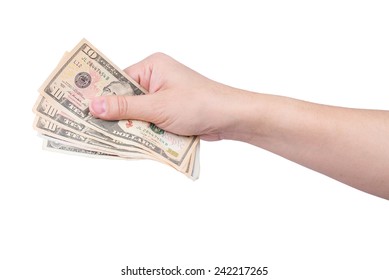 Hand Holding Money Isolated On White Stock Photo (Edit Now) 256317544