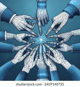 Hand Teamwork Low Poly Wireframe AI-generated image 2459140281 ...