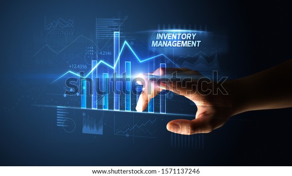 Hand Touching Inventory Management Button Business Stock Photo ...