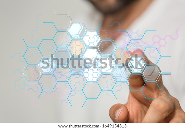 Hand Touching Map Point Network Connection Stock Photo 1649154313 ...