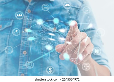 Hand Touching Modern Interface Digital Transformation Stock Photo ...