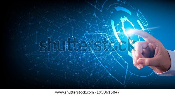 Hand Touching Modern Interface Digital Transformation Stock Photo ...
