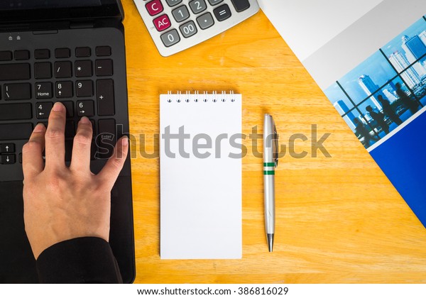 Hand Typing Computer On Table Office Stock Photo 386816029 | Shutterstock