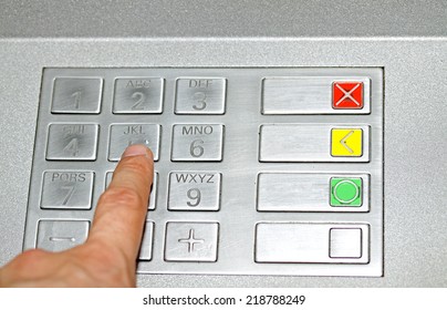 Hand Typing Secret Code Keyboard Atm Stock Photo (Edit Now) 218788249