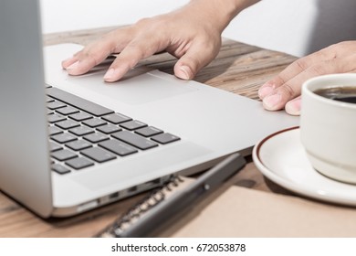 Hand Using Computer Laptop On Working Stock Photo 672053878 | Shutterstock