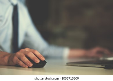 Hand Using Computer Mouse Office Closeup Stock Photo 1055715809 ...